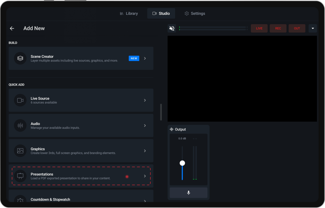 Mevo Studio: Presentations – Mevo Camera